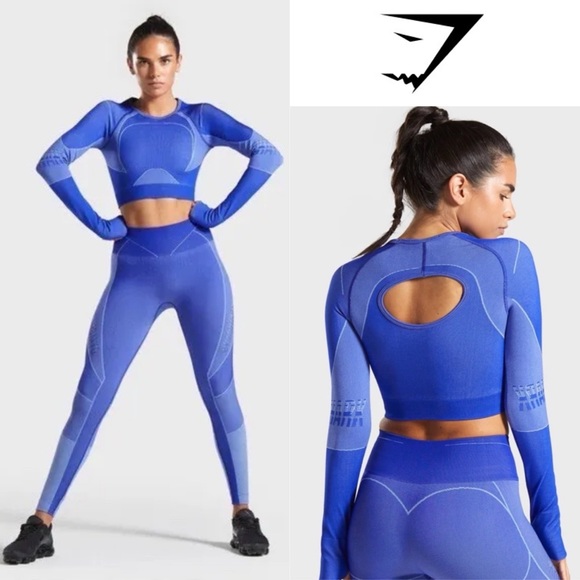 Gymshark | Other | Gymshark Womans Turbo Seamless Crop Top Leggings Set ...